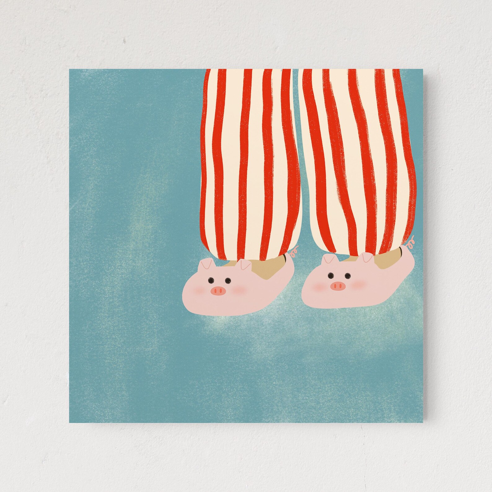 MIDNIGHT SNACK - Piggies | Pig Slippers, Stripe Art, Stripe Print, Blue ...