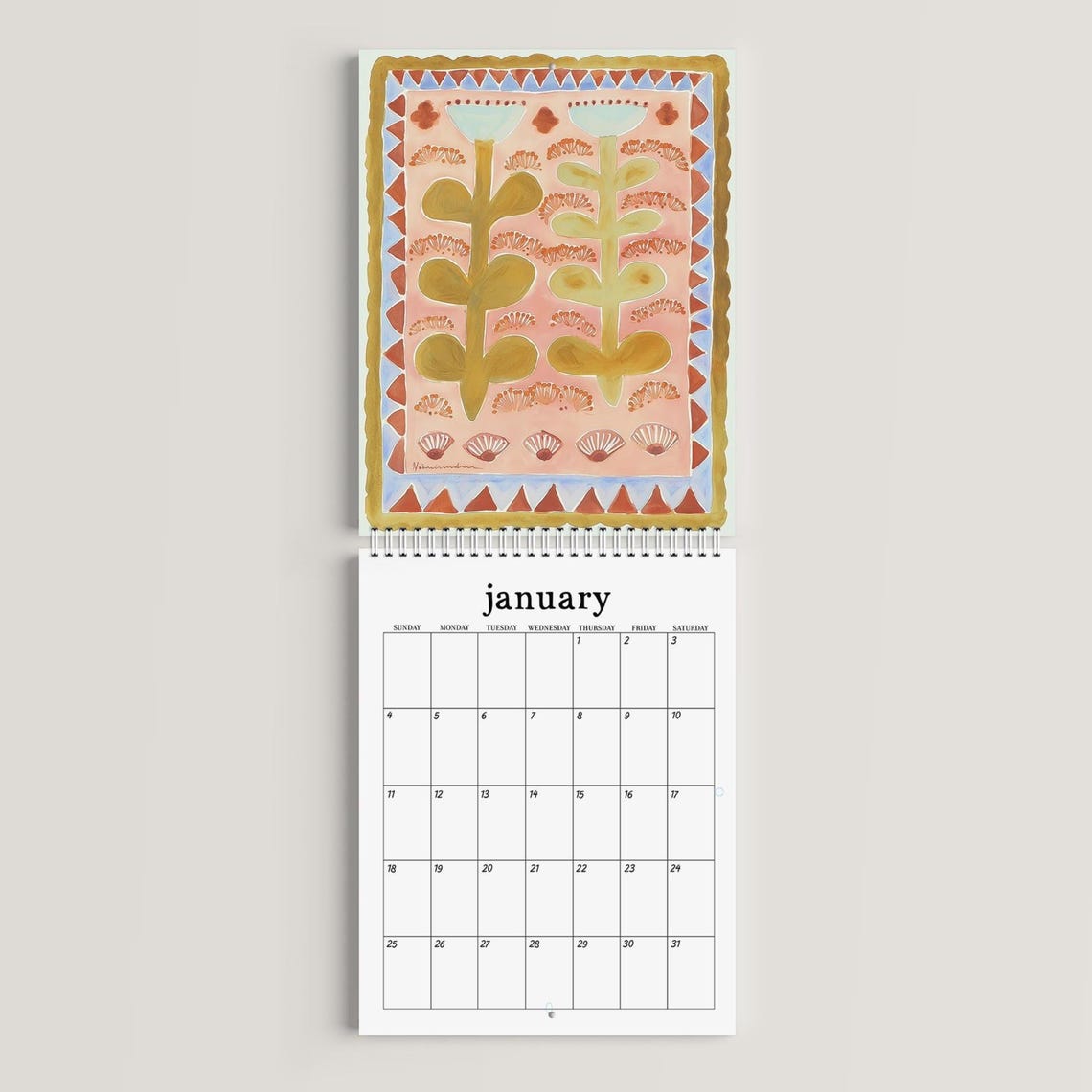 2026 TAPESTRY CALENDAR | Watercolor Painting, Boho Wall Decor, Boho ...