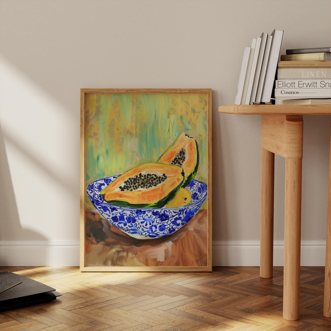 PAPAYA 2 | Papaya Art Print, Multimedia Art, Fruit Print, Exotic Fruit ...