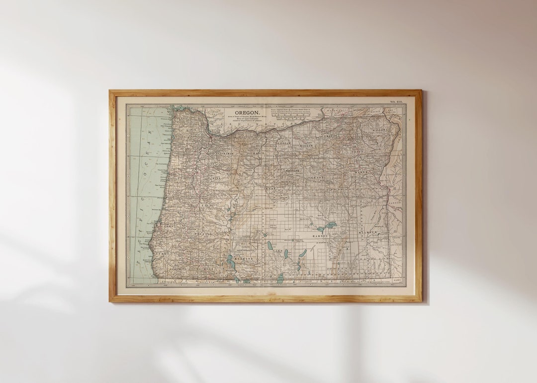 MAP OF OREGON | Oregon Art Print, Oregon Decor, Geography Gifts, United ...