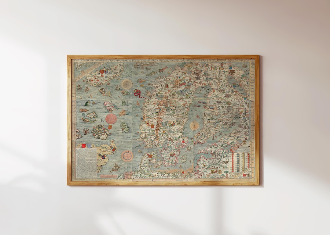 SCANDIA MAP | Fine Art Print, Fine Art, Vintage Map Art, Scandinavian ...