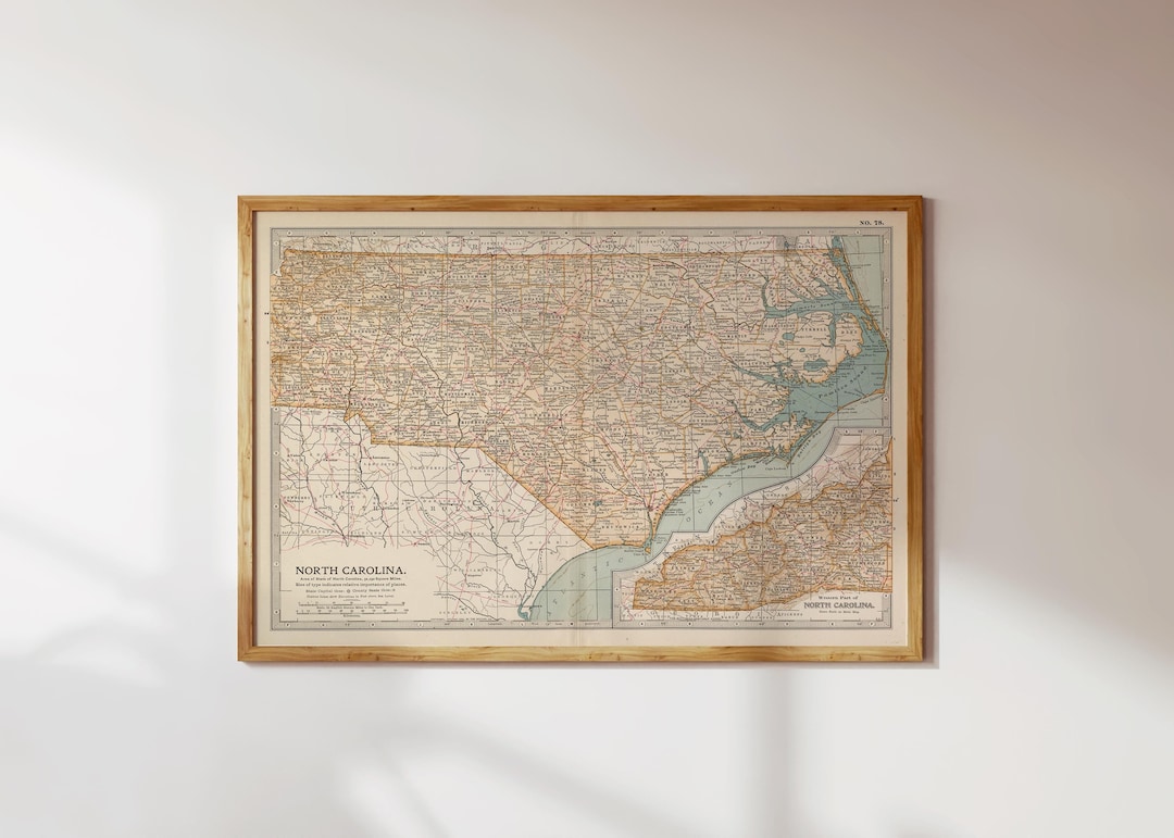 MAP of NORTH CAROLINA | North Carolina Art Print, Carolinas Decor ...