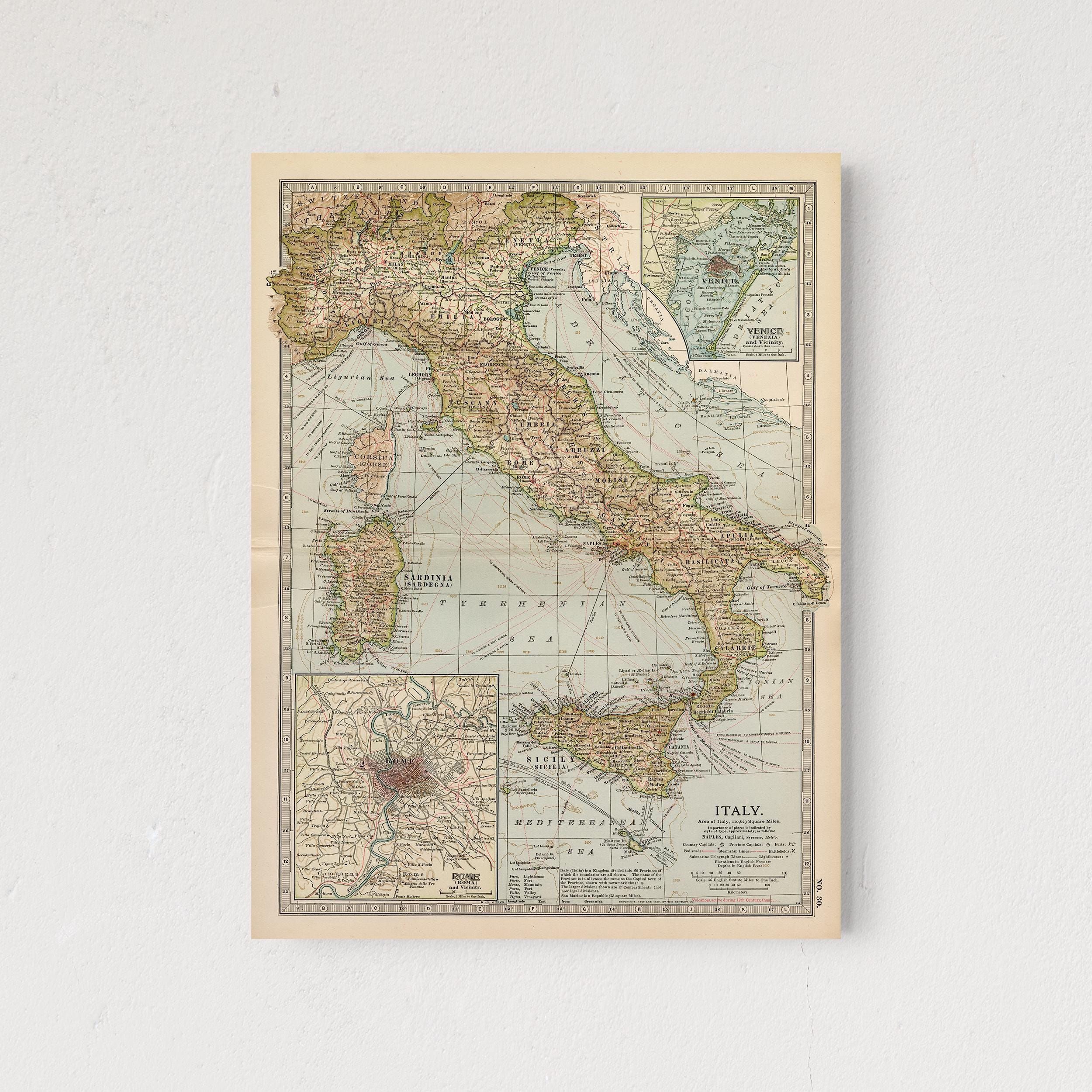 MAP OF ITALY | Italy Print, Italian Decor, Geography Gifts, Italy ...