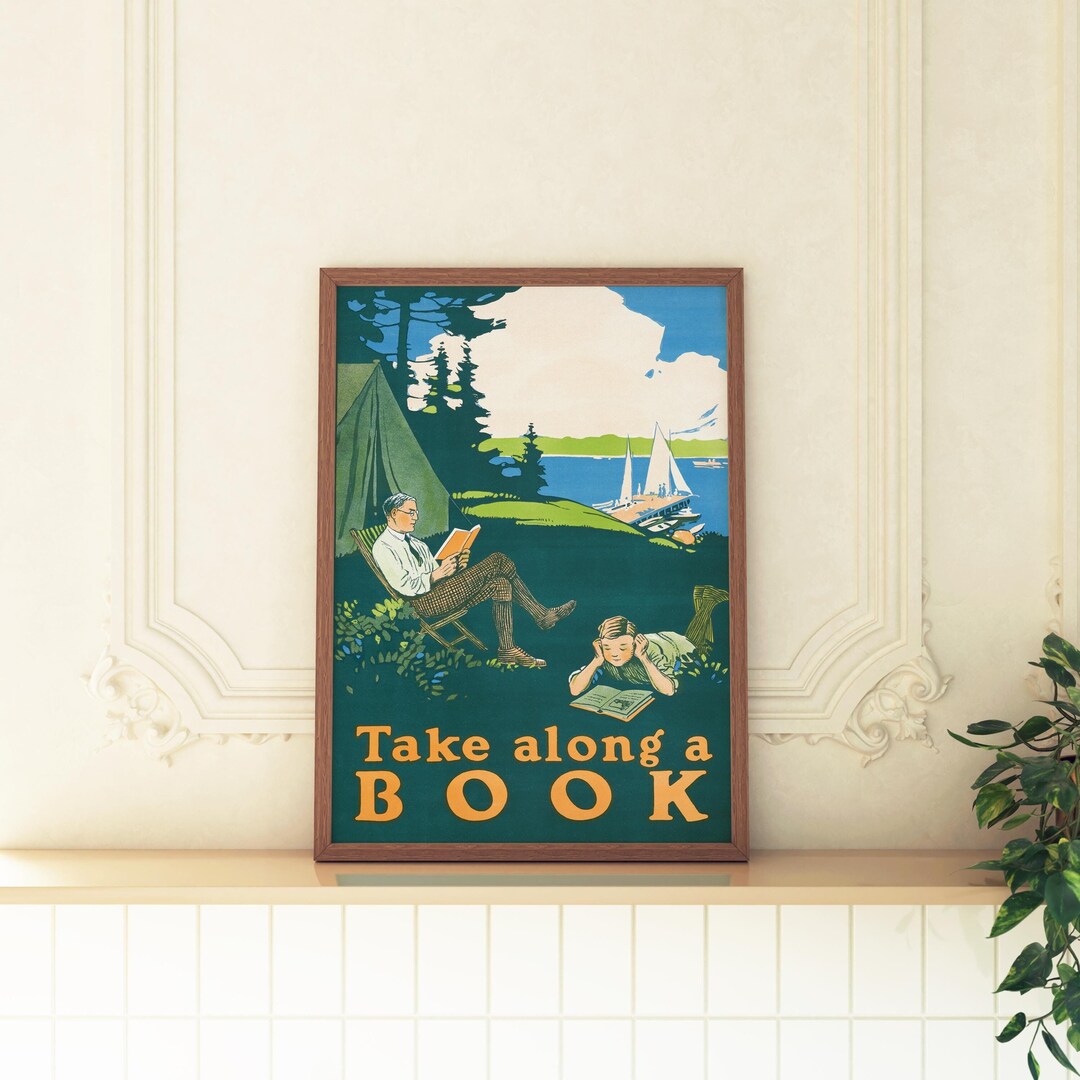 TAKE A BOOK | Vintage Poster, Colorful Painting, Schoolroom Decor ...