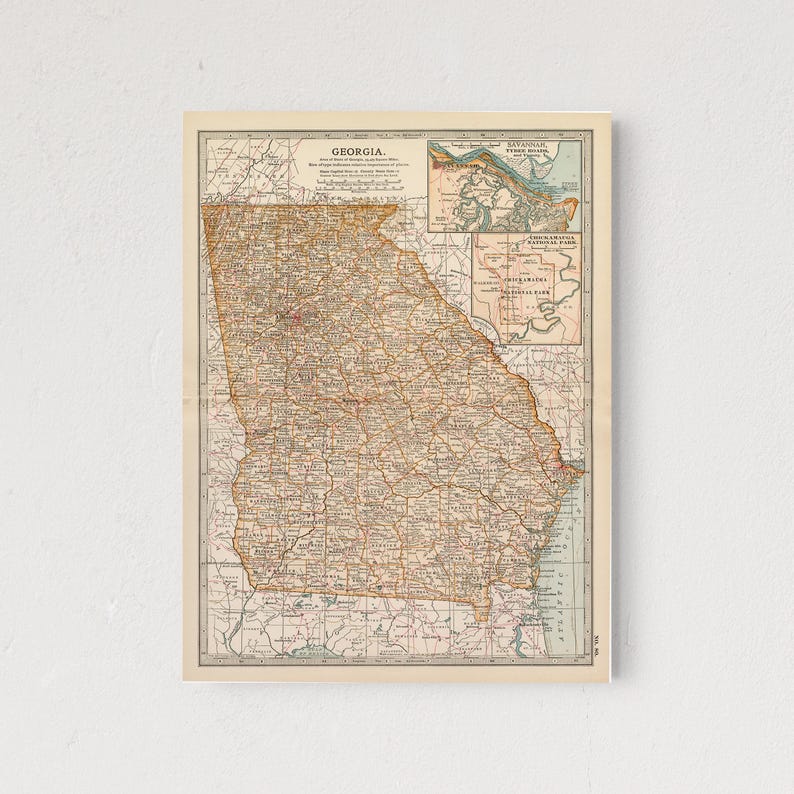 MAP OF GEORGIA | Georgia Art Print, Georgia State Decor, Geography ...