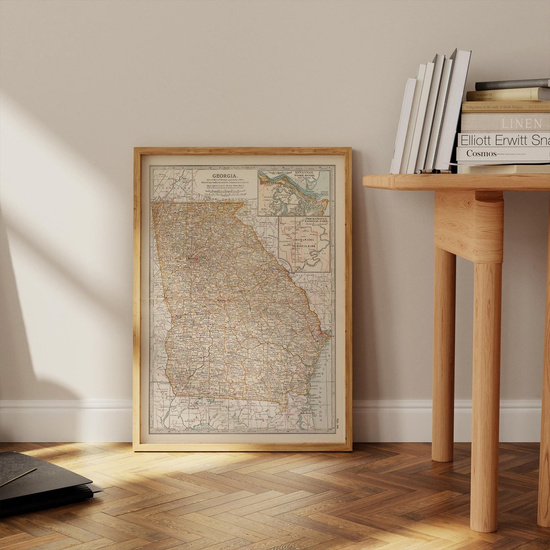 MAP OF GEORGIA | Georgia Art Print, Georgia State Decor, Geography ...
