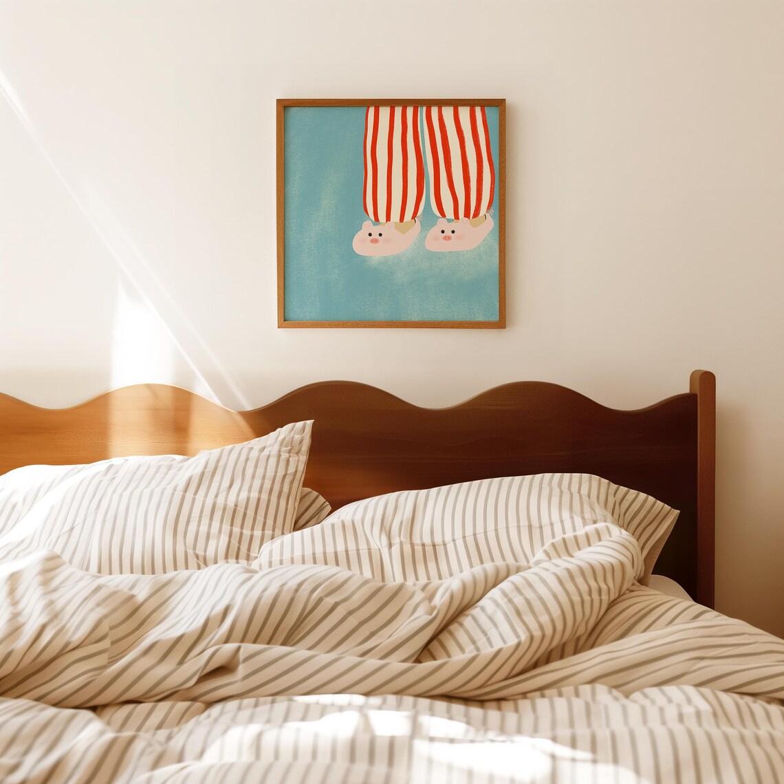 MIDNIGHT SNACK - Piggies | Pig Slippers, Stripe Art, Stripe Print, Blue ...