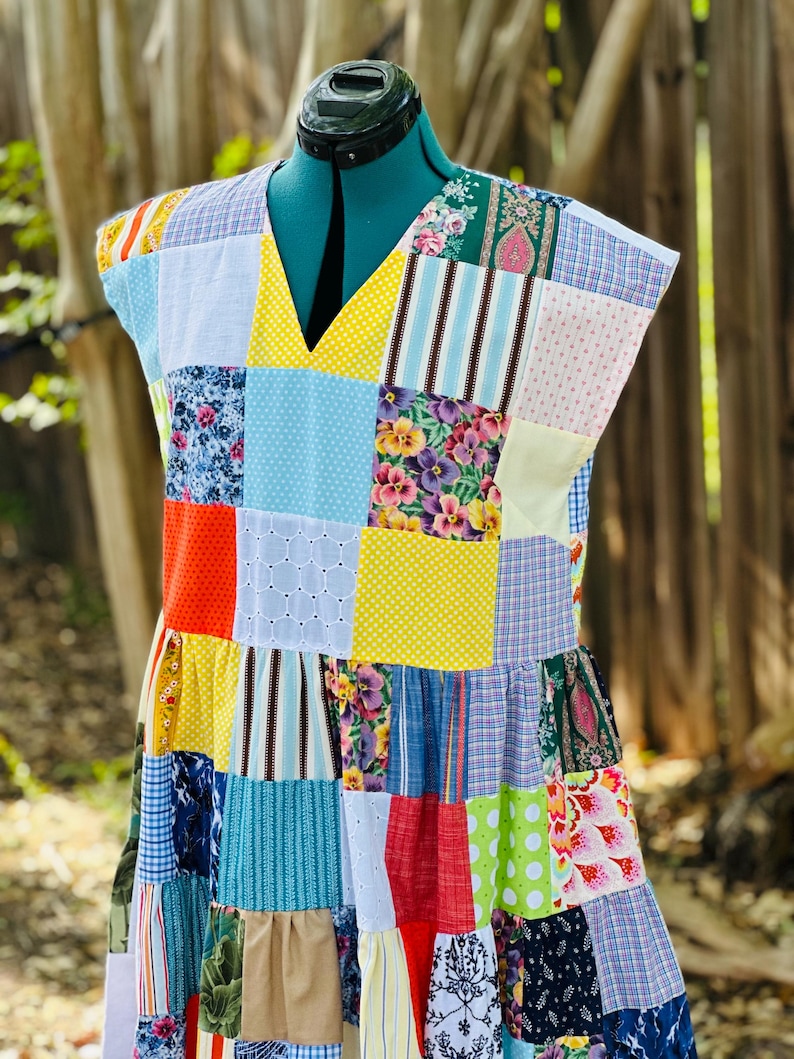 Patchwork Sleeveless Dress From Vintage Fabric Pieces and Fabric ...