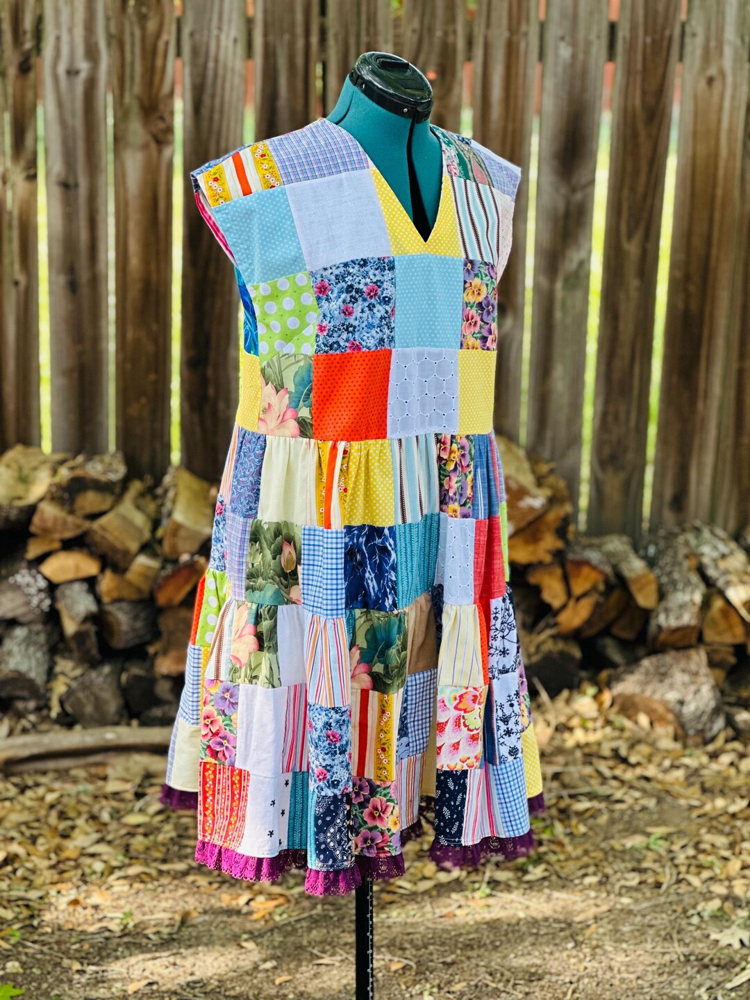 Patchwork Sleeveless Dress From Vintage Fabric Pieces and Fabric ...