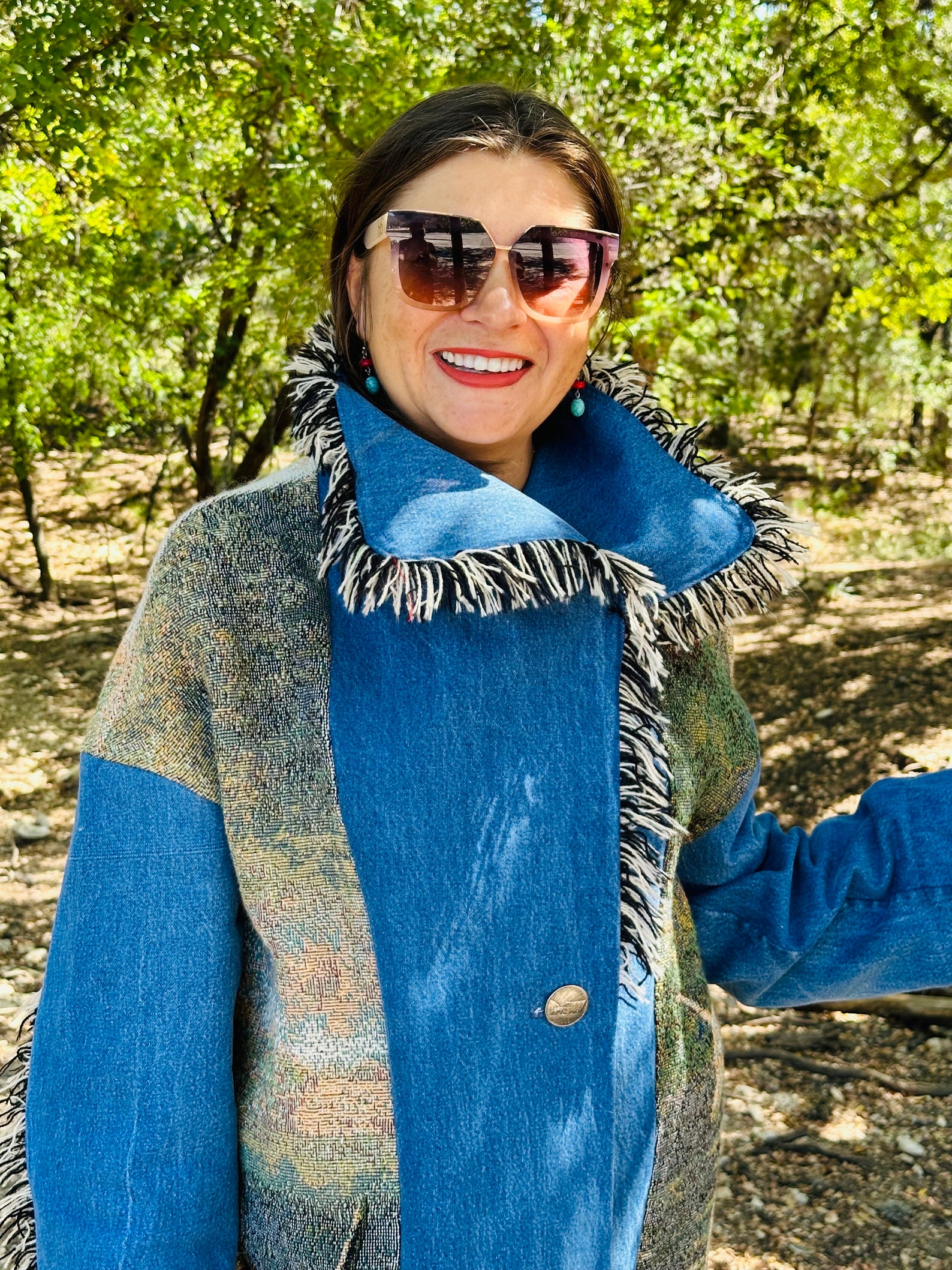 Unique Upcycled Western Boho Blanket Coat With Denim - Cowboys Roping ...