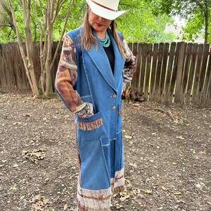 Unique Western Blanket Coat Longhorns Upcycled Denim and Tapestry ...