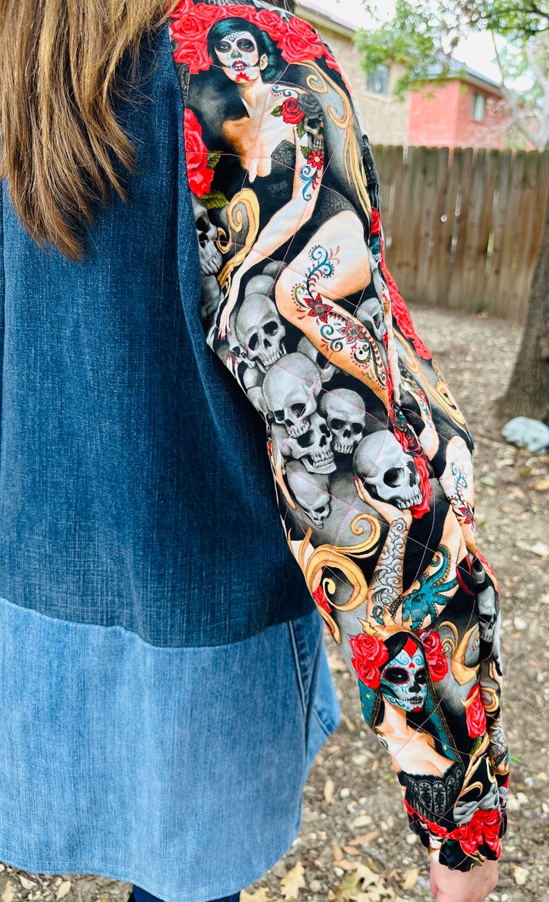 Handmade Denim Jacket: Upcycled Denim - Quilted Sleeves, Women's L-XL ...