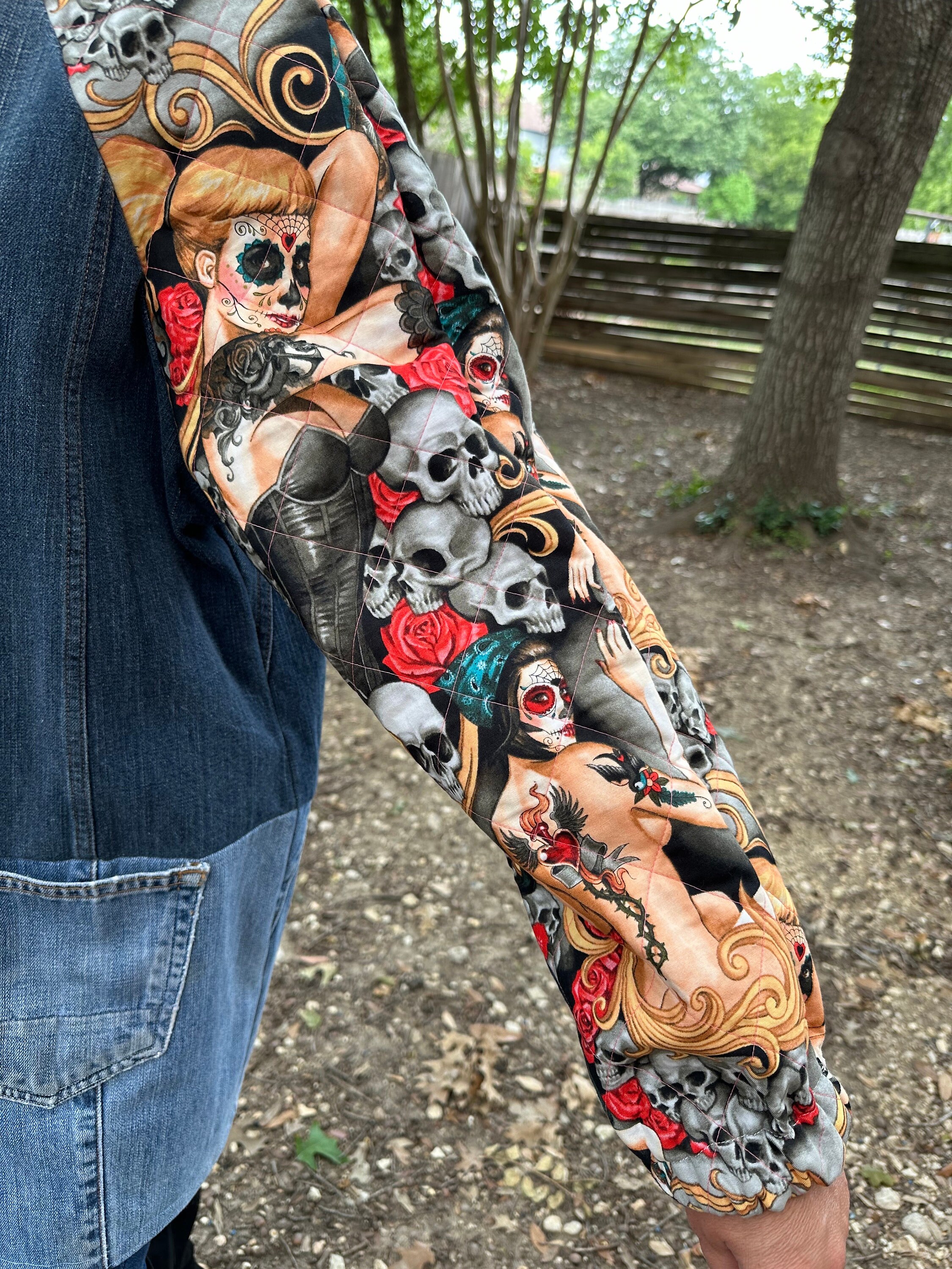 Handmade Denim Jacket: Upcycled Denim - Quilted Sleeves, Women's L-XL ...
