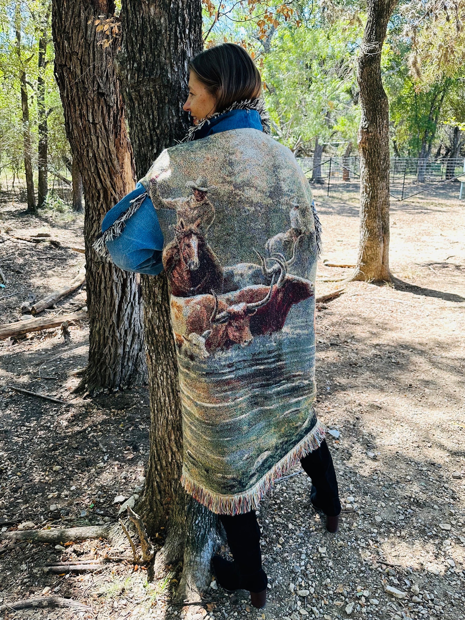 Unique Upcycled Western Boho Blanket Coat With Denim - Cowboys Roping ...