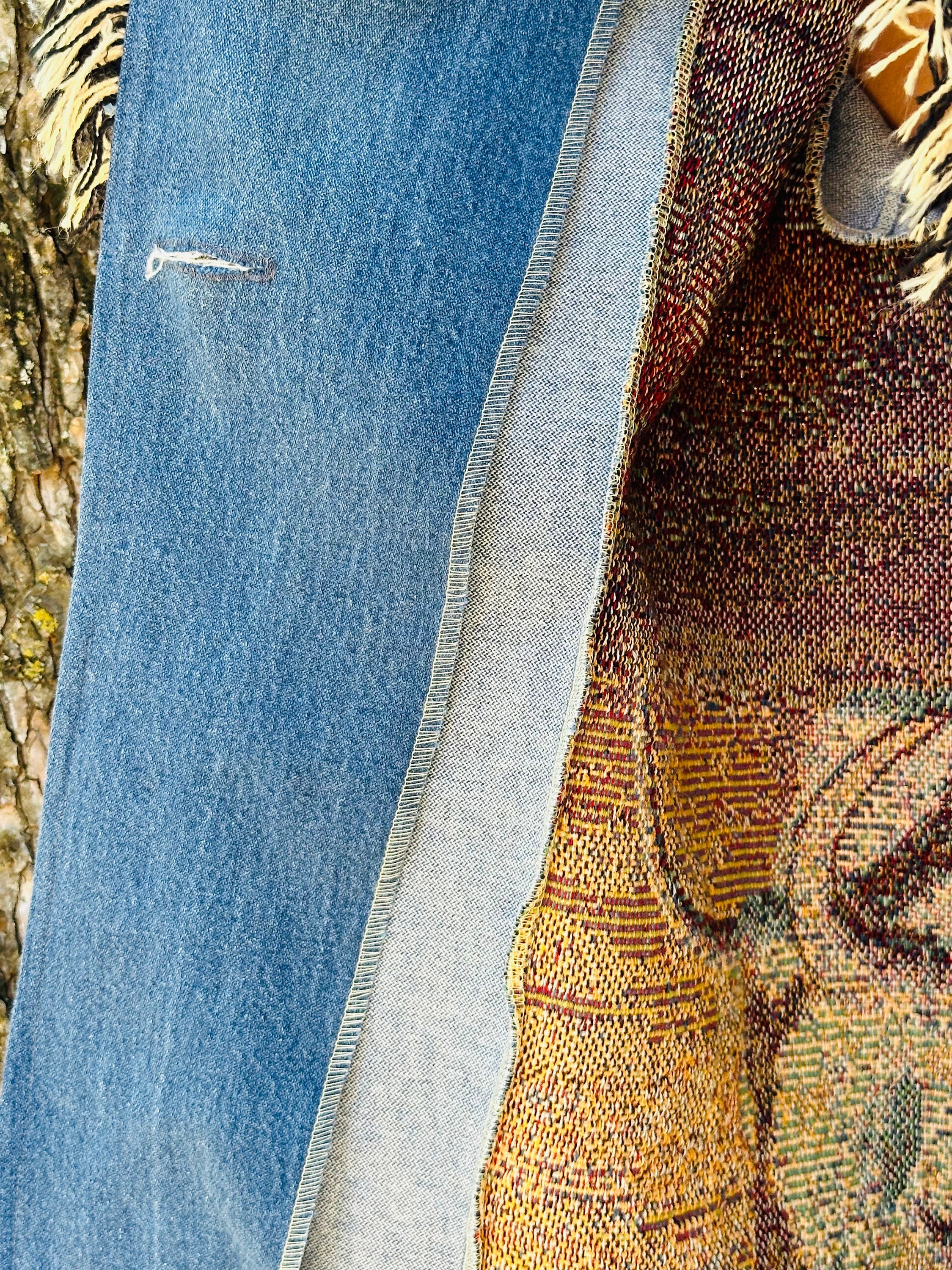 Unique Upcycled Western Boho Blanket Coat With Denim - Cowboys Roping ...