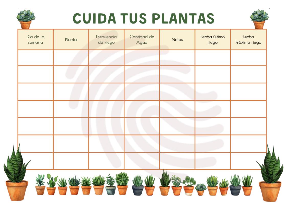 Plant Irrigation Planner | Plant Planner | Weekly Irrigation Organizer ...