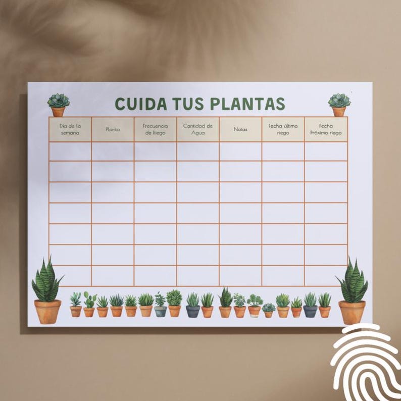 Plant Irrigation Planner | Plant Planner | Weekly Irrigation Organizer ...
