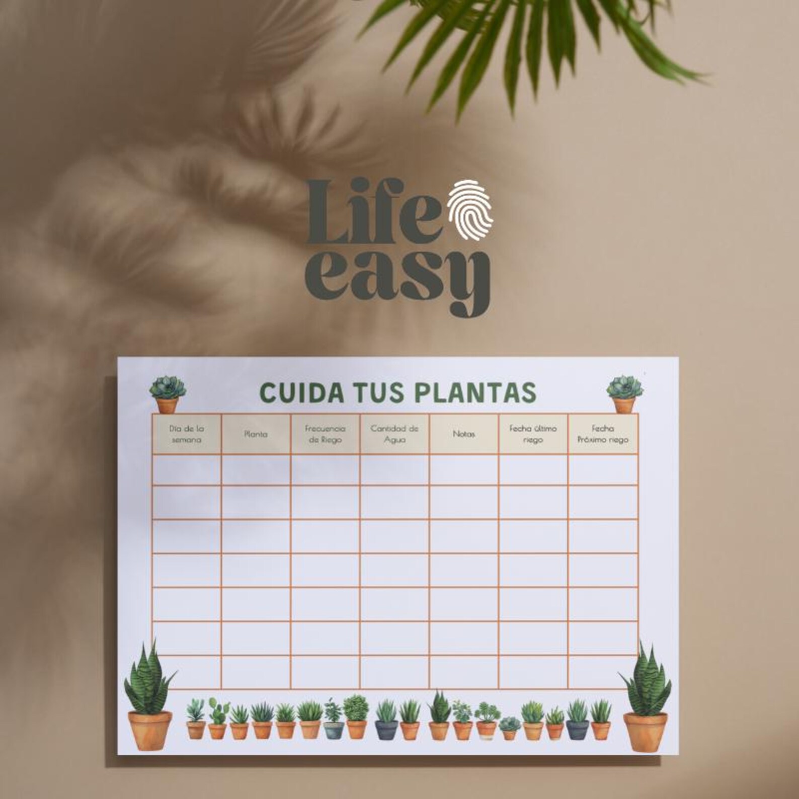 Plant Irrigation Planner | Plant Planner | Weekly Irrigation Organizer ...