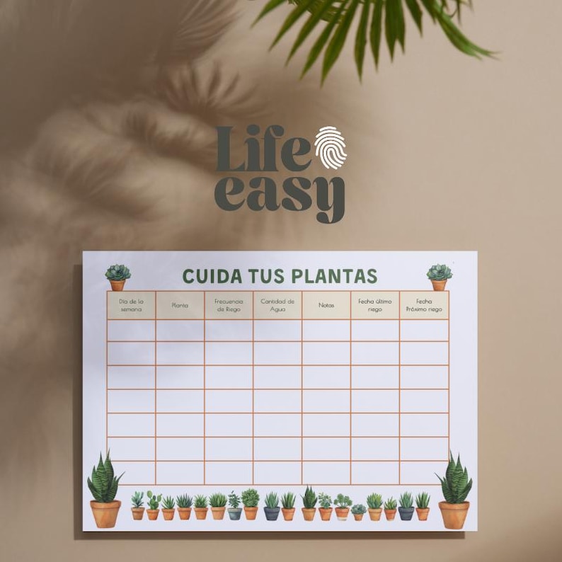 Plant Irrigation Planner | Plant Planner | Weekly Irrigation Organizer ...
