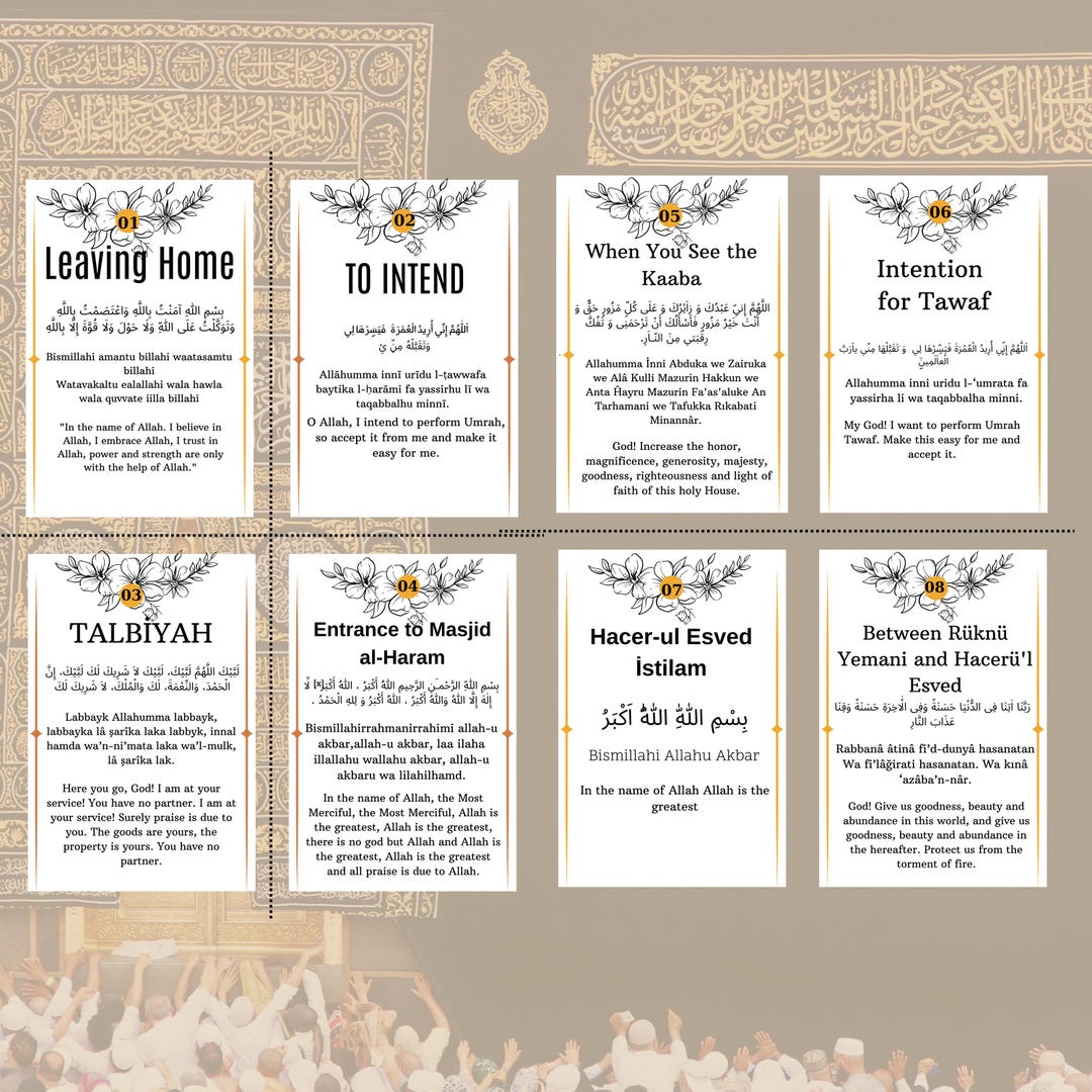 Umrah Cards, Printable Umrah Prayers, Printable Prayer Cards, Digital ...