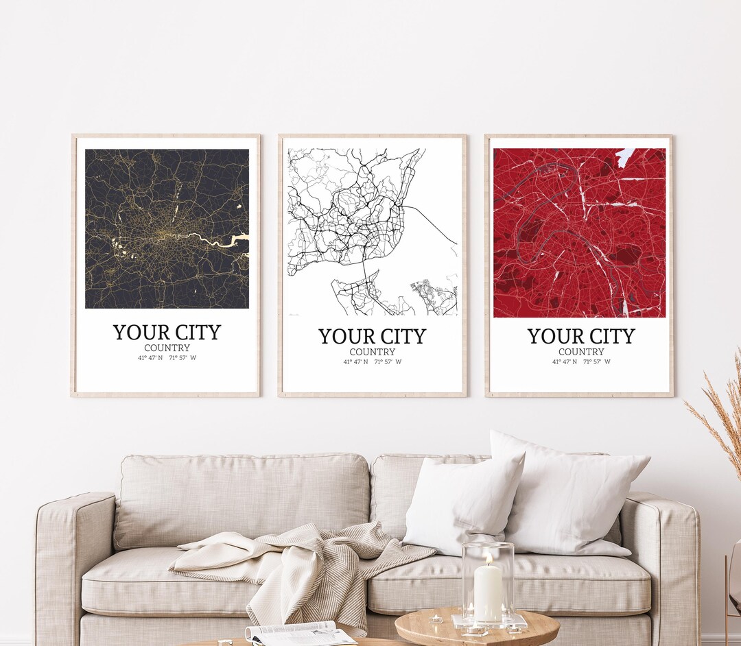 Custom City Map, Personalized Map, Any Town, Any City, Custom Map Print ...