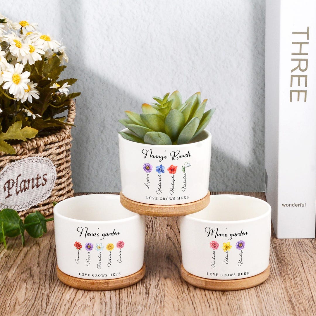 Personalized Birth Month Flower Plant Pot Gift for Planter Lovers ...
