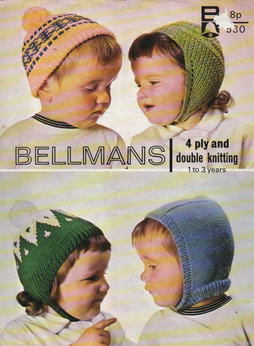 PDF Vintage Knitting Pattern Instructions for Children's Hats Helmets ...