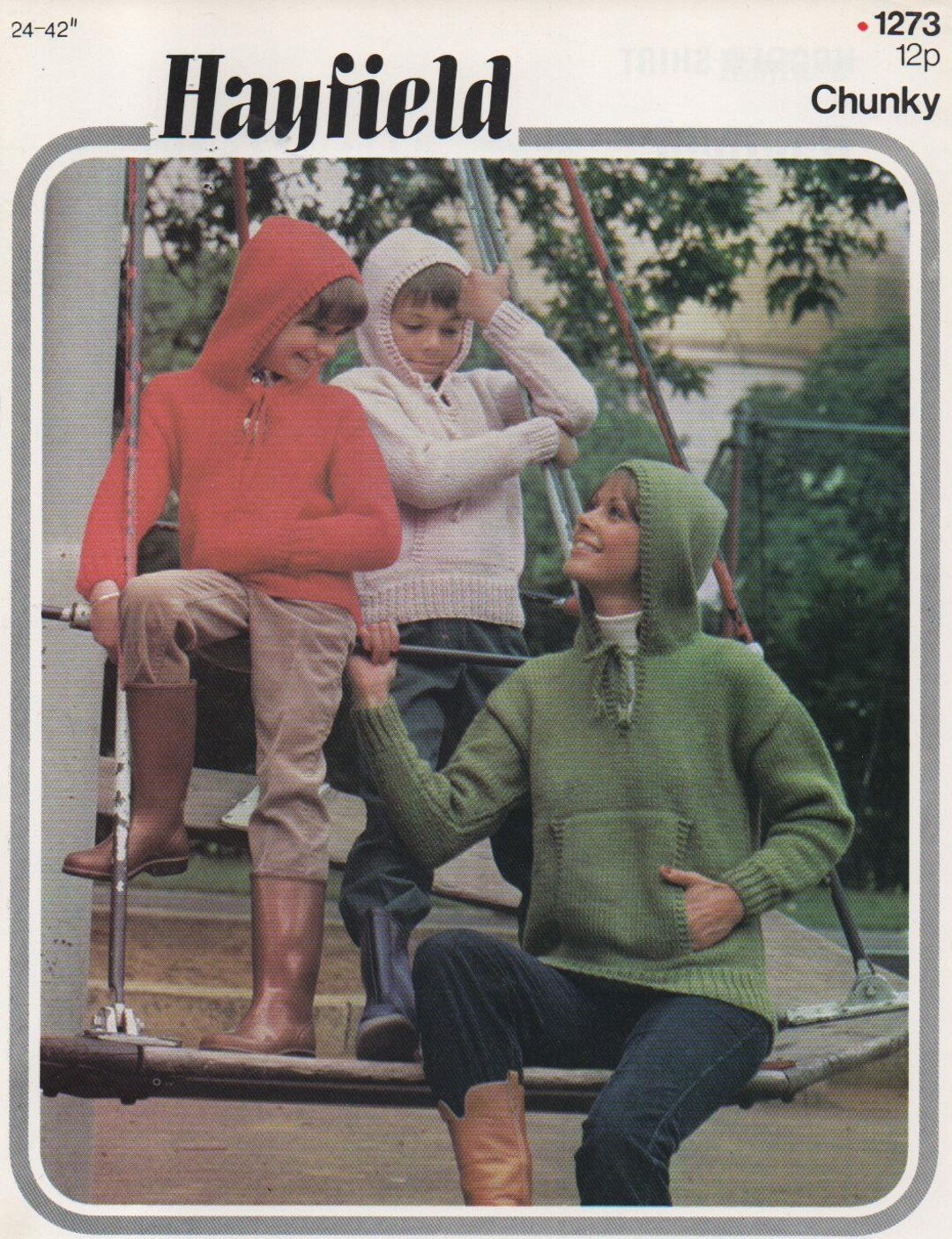 Vintage Hooded Sweater Knitting Pattern: Chunky Yarn, Family Sizes (PDF ...