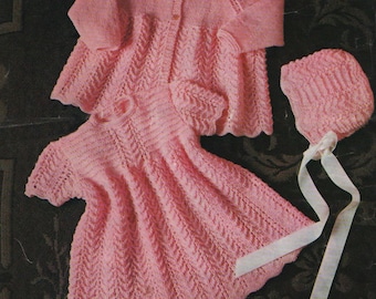 Vintage Baby Coat Dress and Bonnet Knitting Pattern: Lace Design (PDF ...
