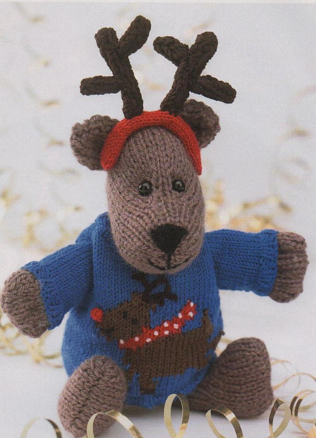 Knitted Christmas Dog With Reindeer Sweater Pattern (PDF Download) - Etsy