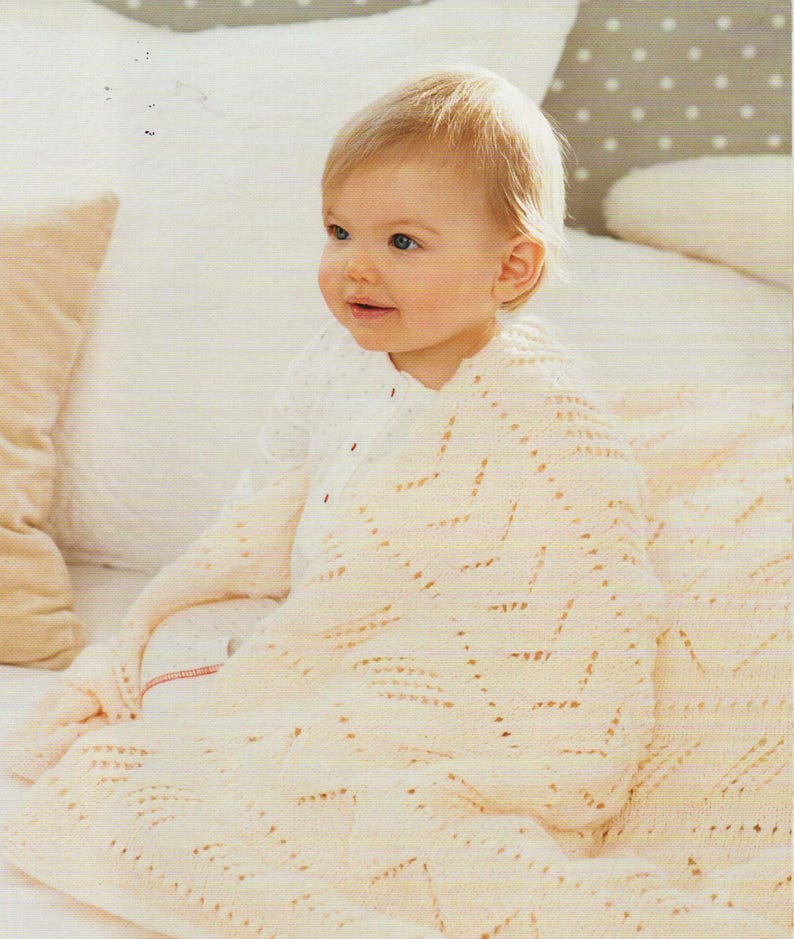 Vintage Baby Shawl Knitting Pattern: Lacy Stripes & Lattice Lace DK ...