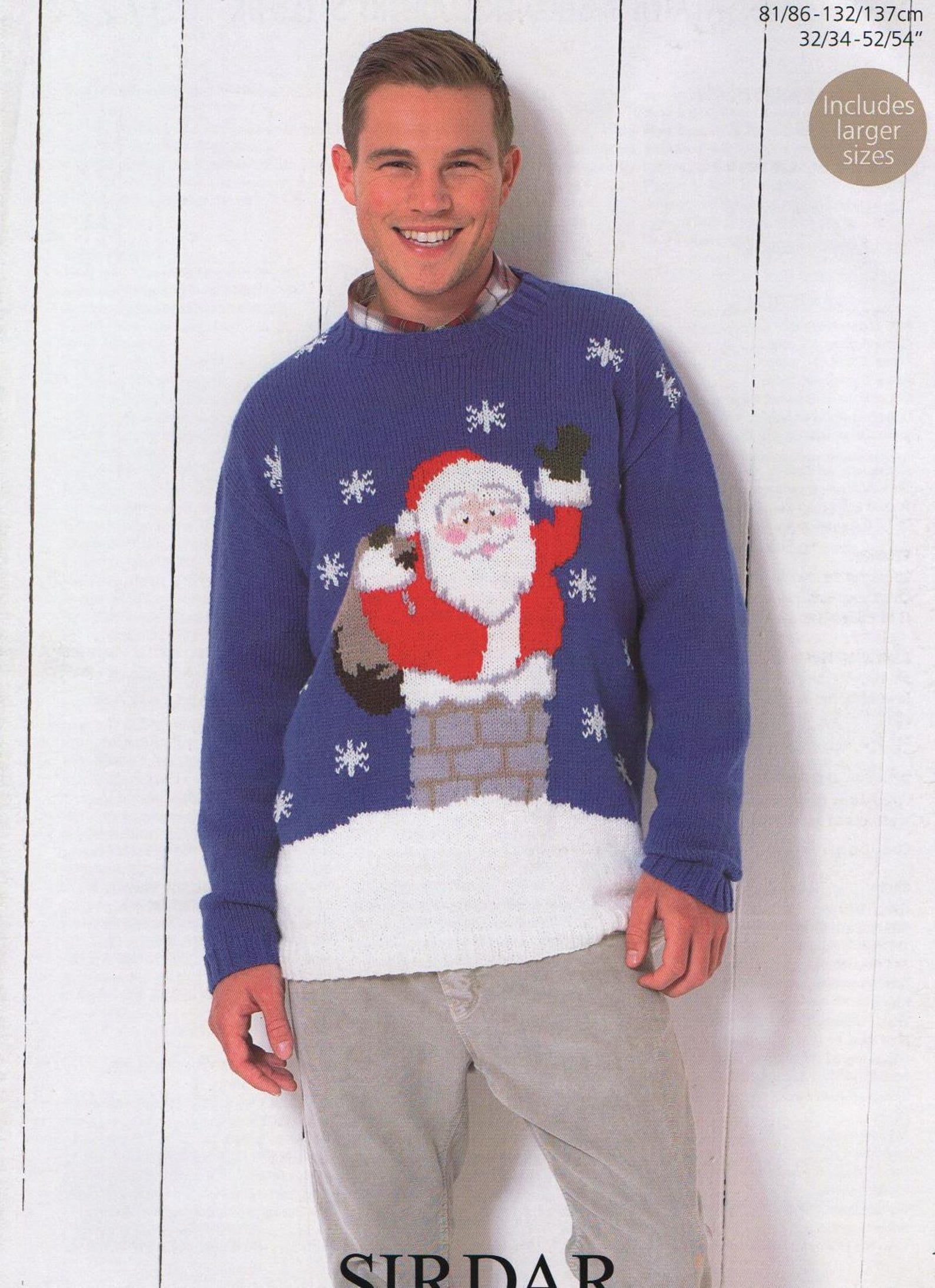 Santa Christmas Sweater Knitting Pattern: Festive Jumper (32-54in) (PDF ...