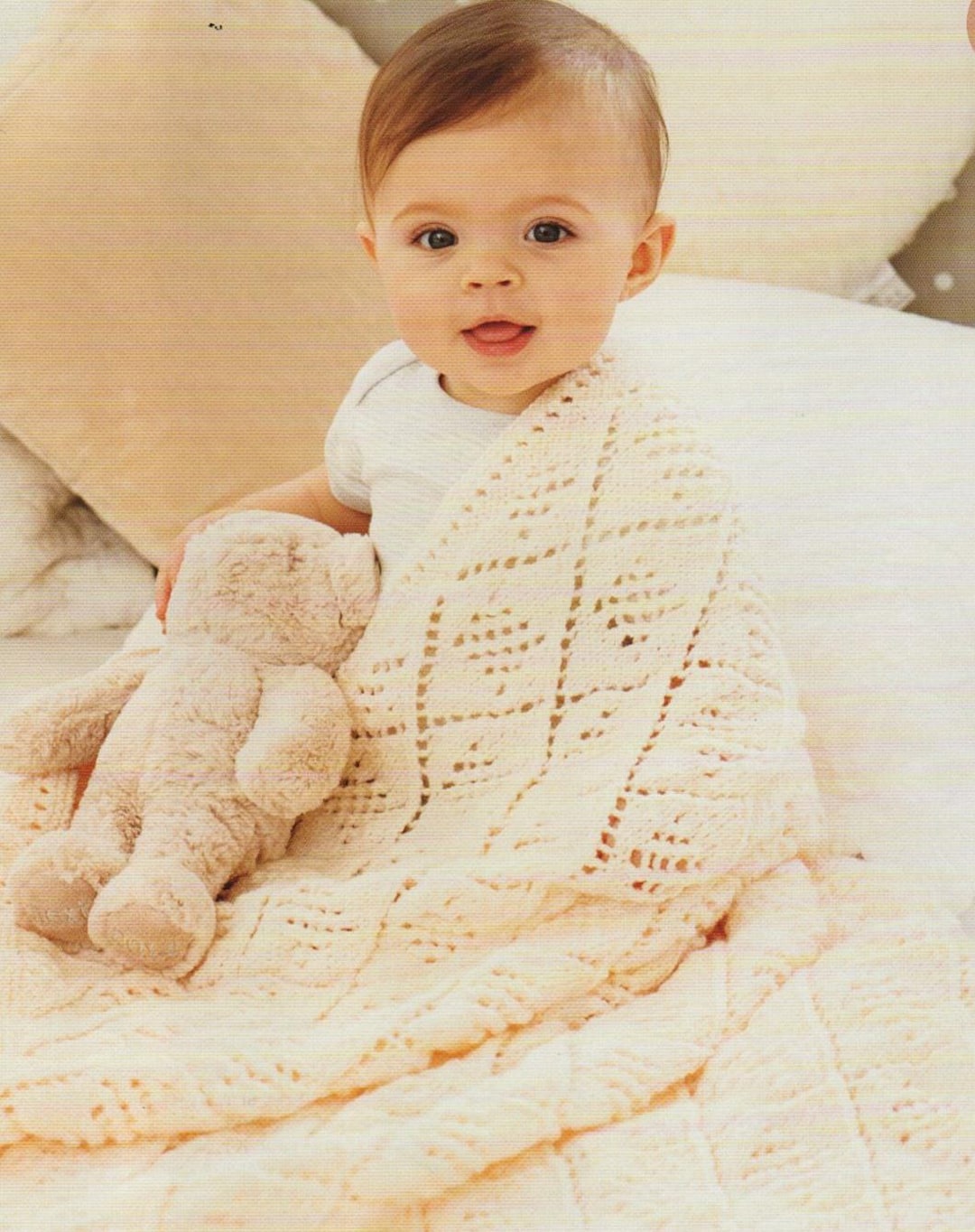 Vintage Baby Shawl Knitting Pattern: Lacy Stripes & Lattice Lace DK ...
