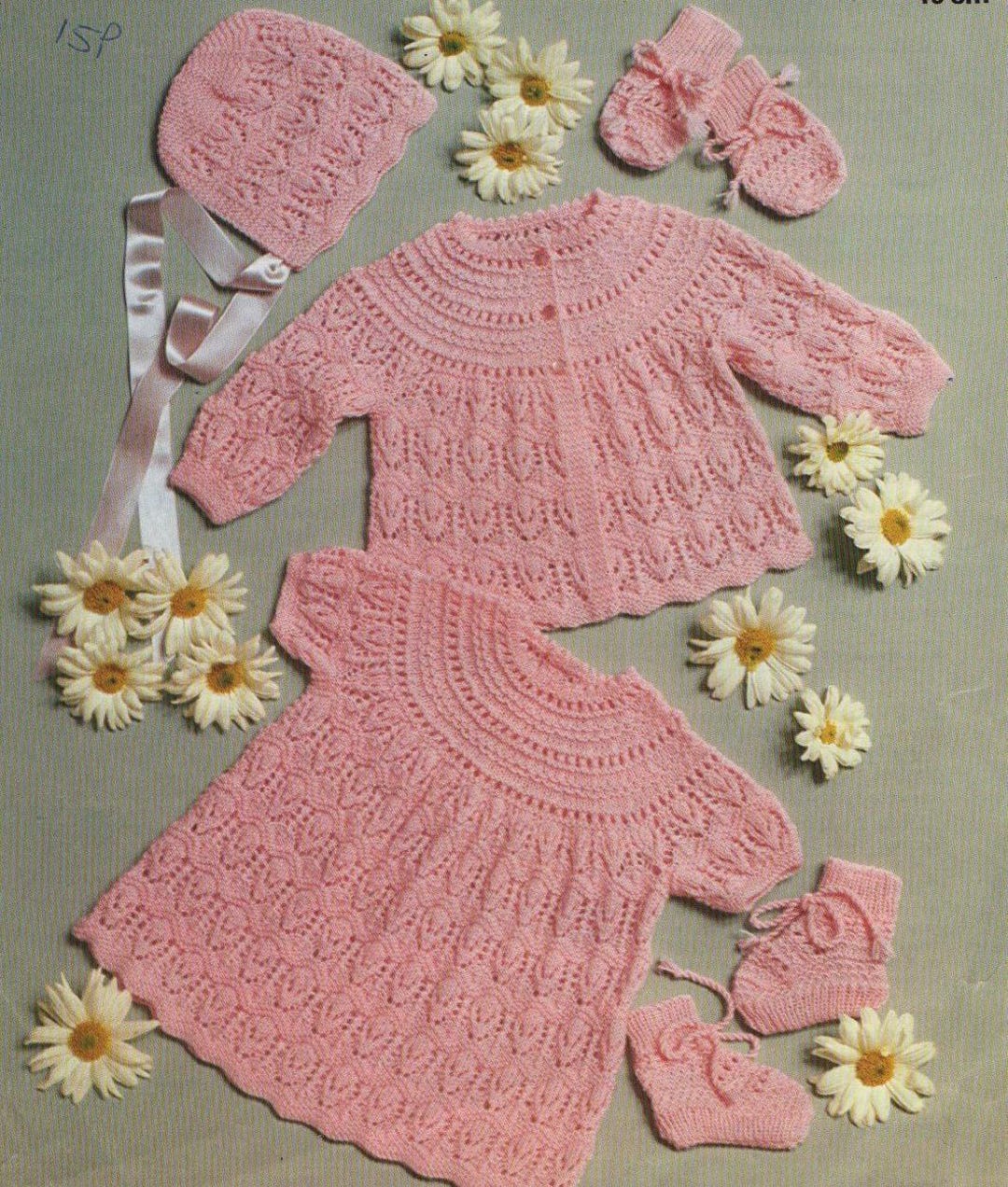 Vintage Baby Pram Set Knitting Pattern: Lace Flower Design (PDF ...