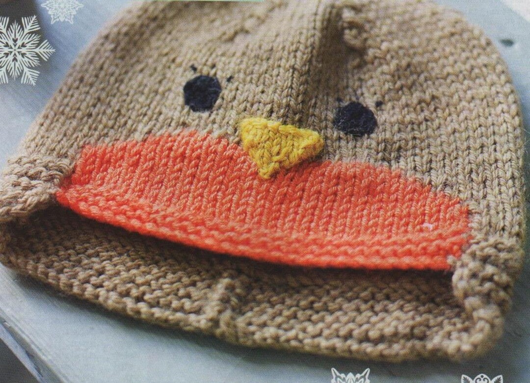 PDF Knitting Pattern Robin Redbreast Hat, DK Yarn Required, Baby 0-6 6 ...