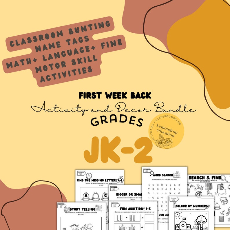 First Week Activities + Classroom Decore Bundle - Etsy