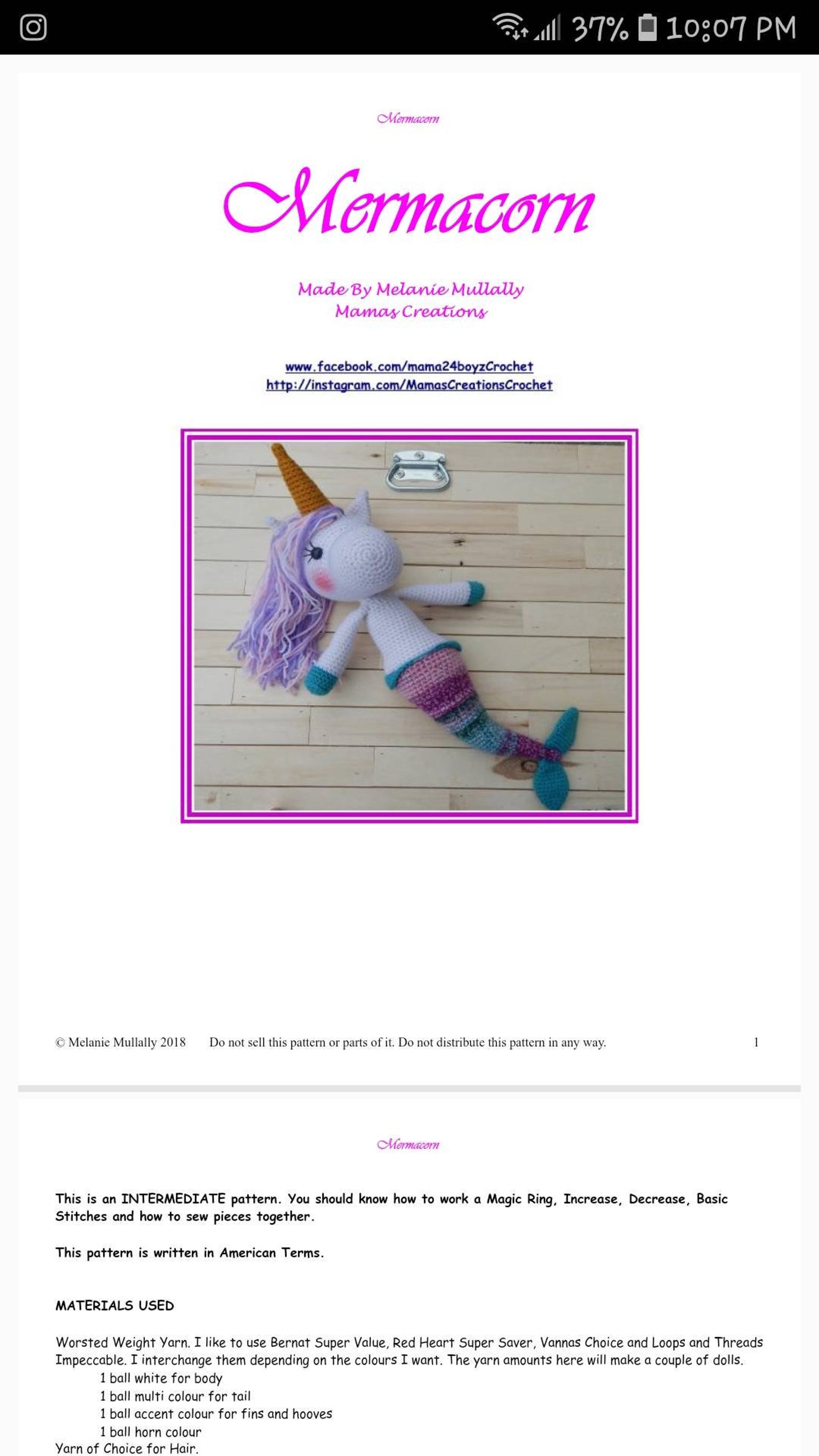Mermacorn Pattern PDF Mermaid Unicorn - Etsy