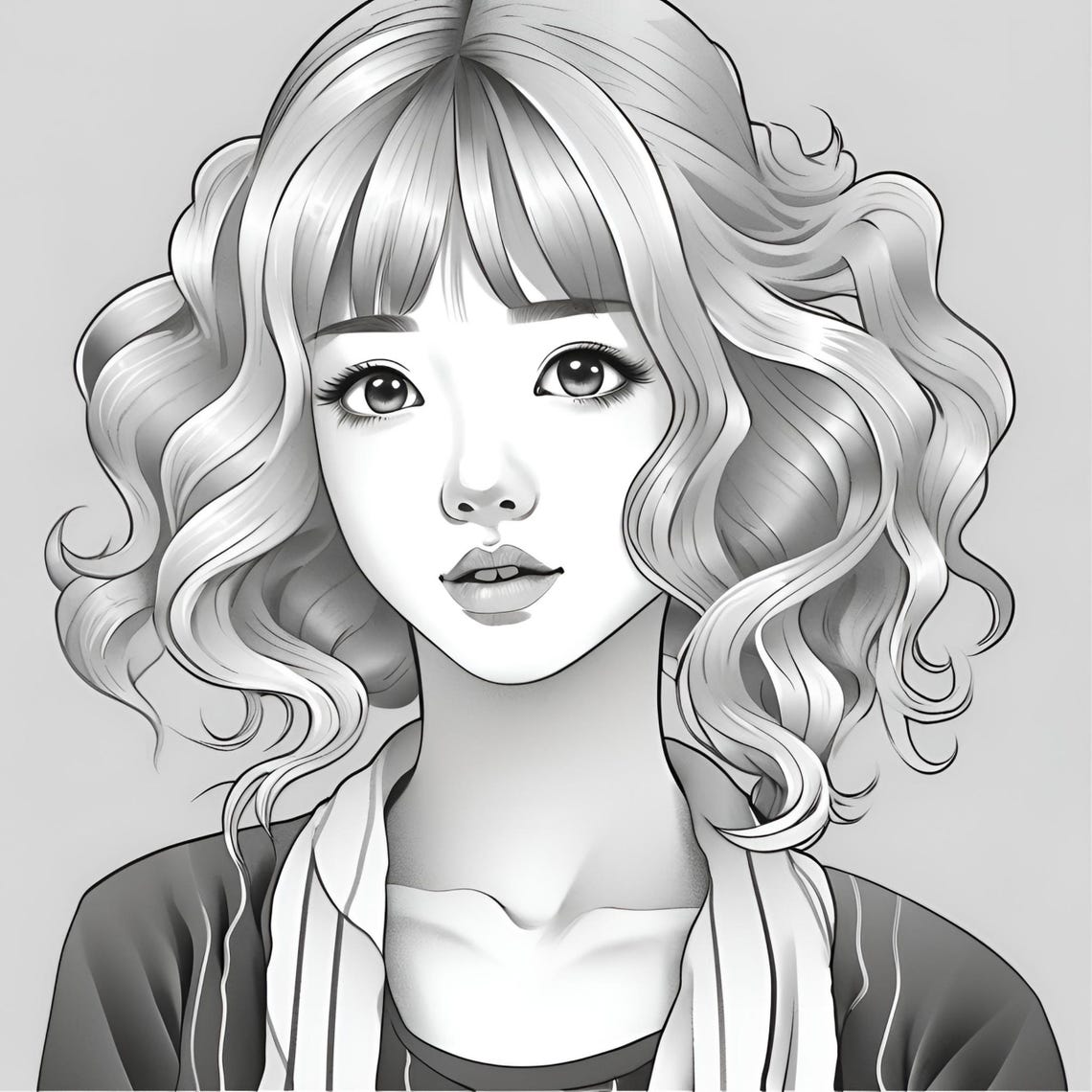 18 Coloring Pages for Adults, Lovely Young Girls Portrait, High Quality ...
