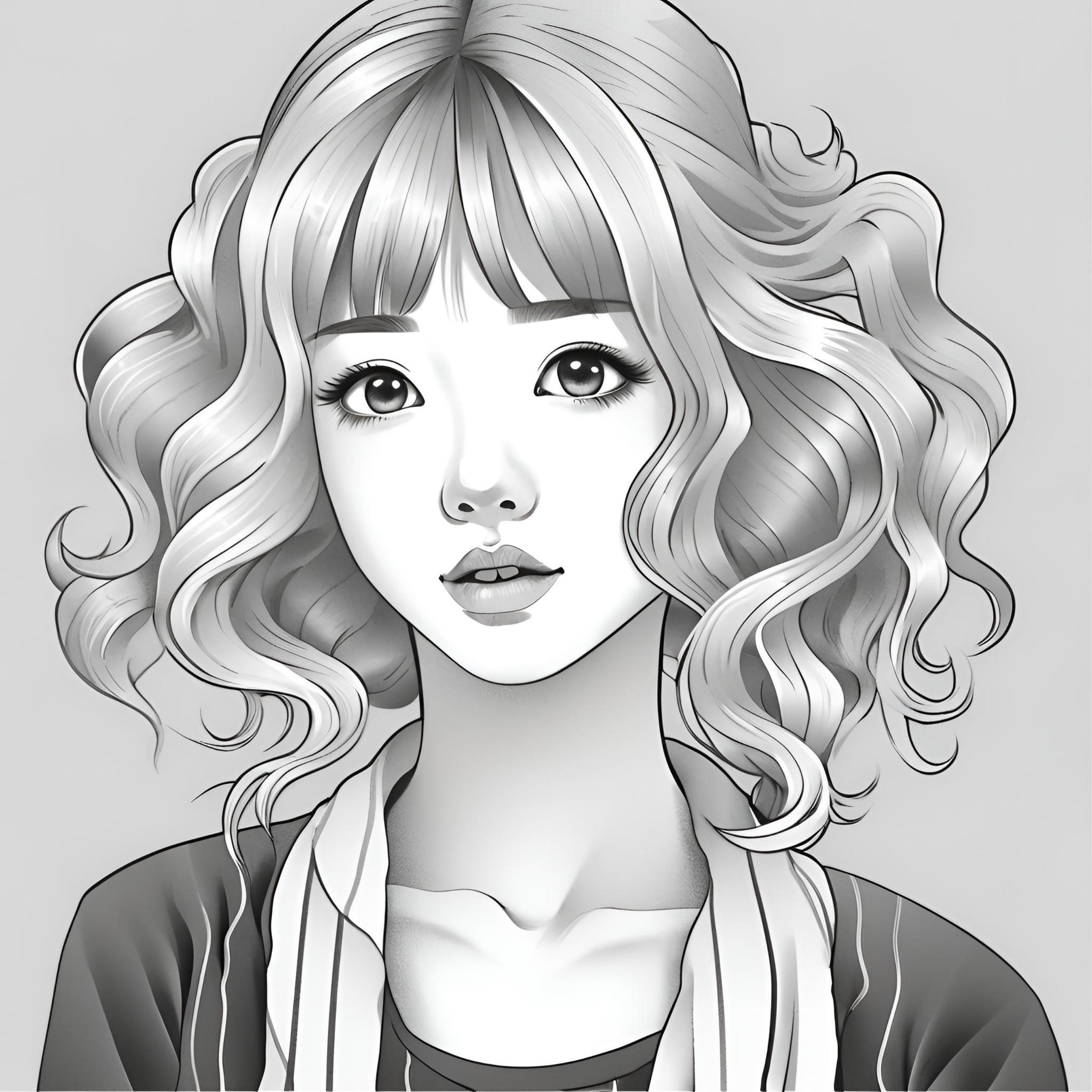 18 Coloring Pages for Adults, Lovely Young Girls Portrait, High Quality ...