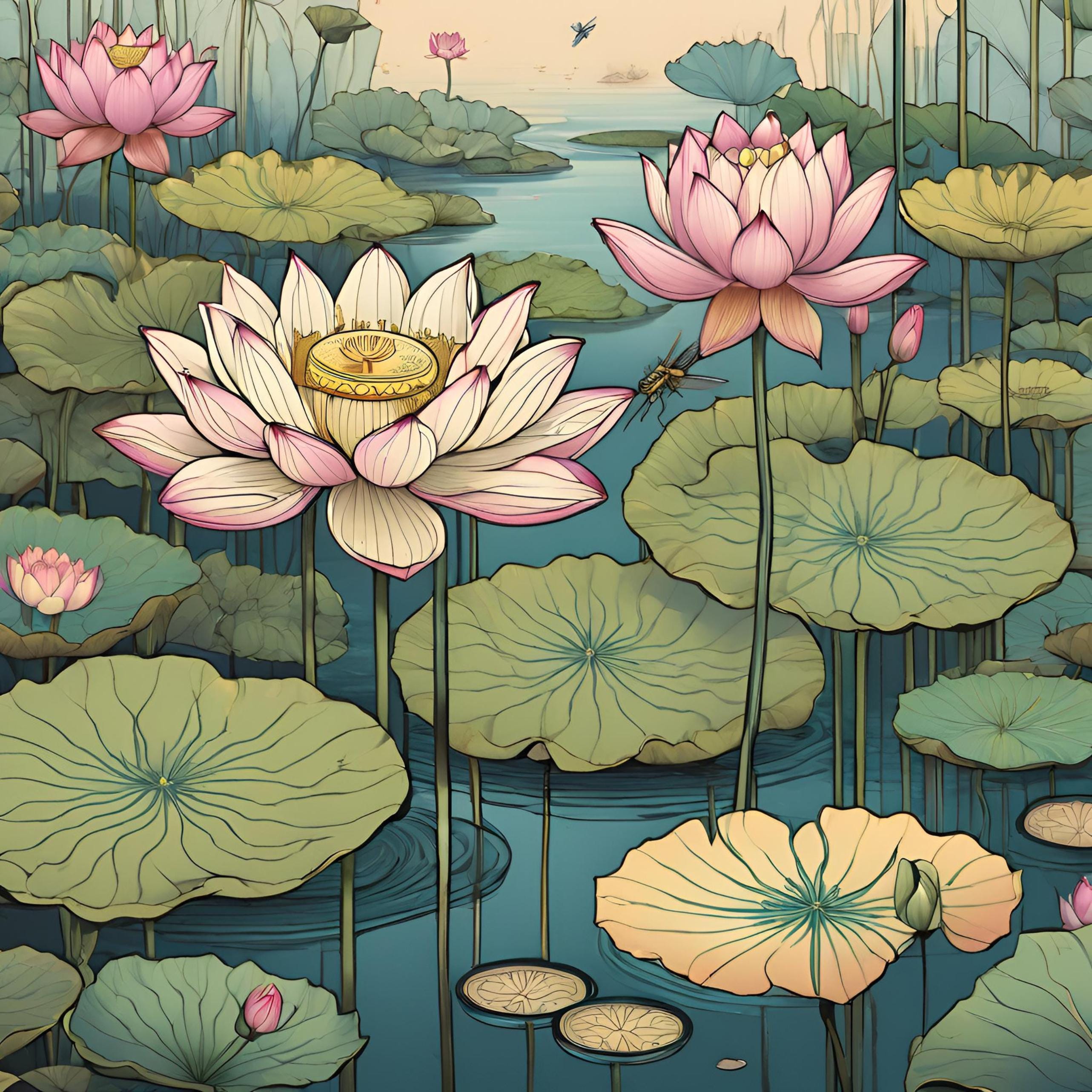 24 Lotus Flower Coloring Pages for Adults and Kids, Relaxing Coloring ...