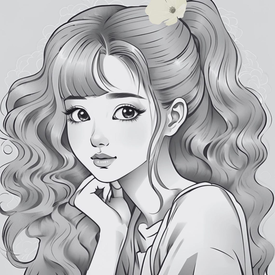 18 Coloring Pages for Adults, Lovely Young Girls Portrait, High Quality ...
