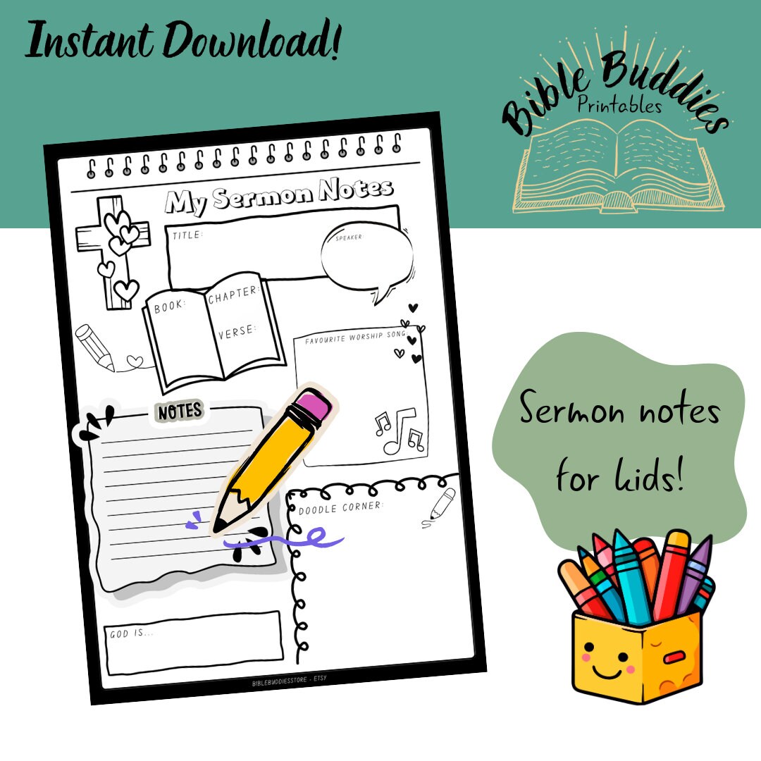 Sermon Notes for Kids, Printable Church Worksheet, Kids Church Ministry ...
