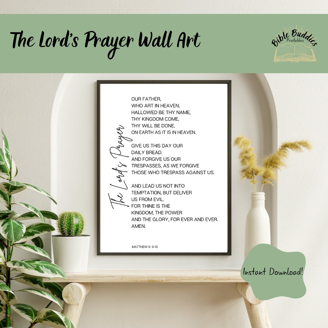 The Lords Prayer Print, Our Father Prayer Printable, Bible Verse Sign ...