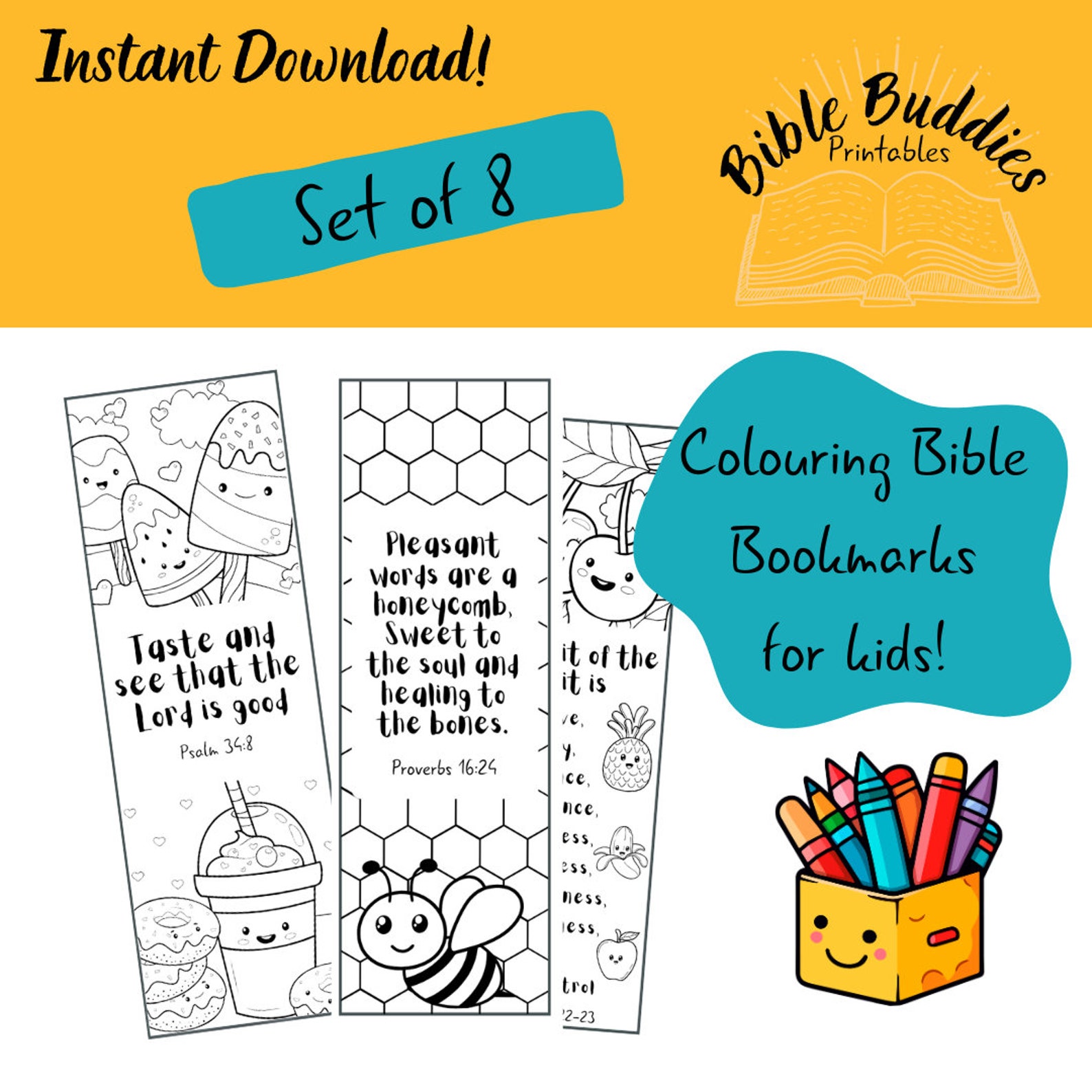 Bible Verse Coloring Bookmarks for Kids, Bible Verse Printable Activity ...