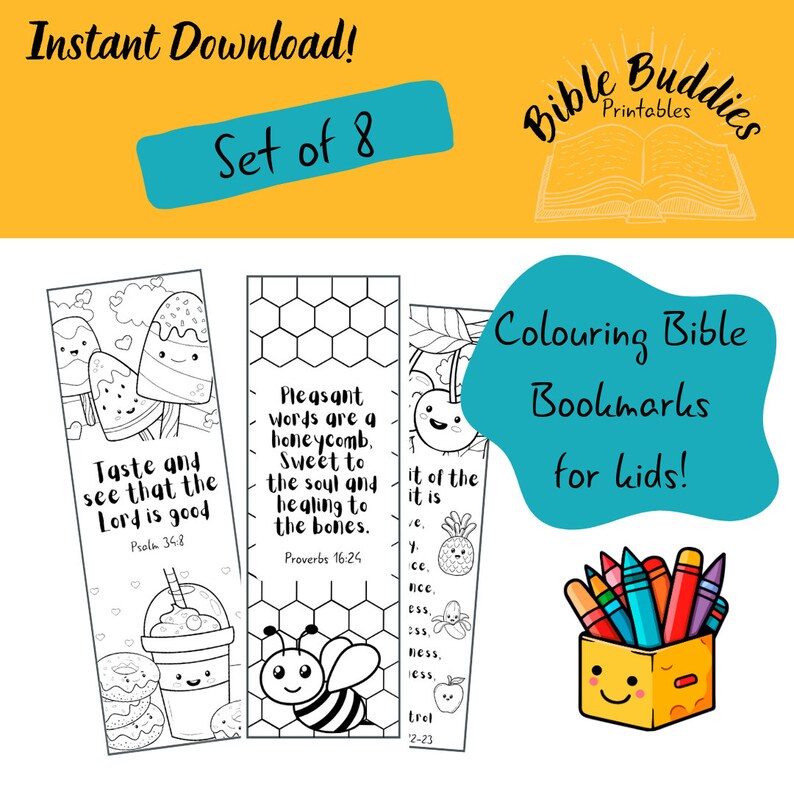 Bible Verse Coloring Bookmarks for Kids, Bible Verse Printable Activity ...