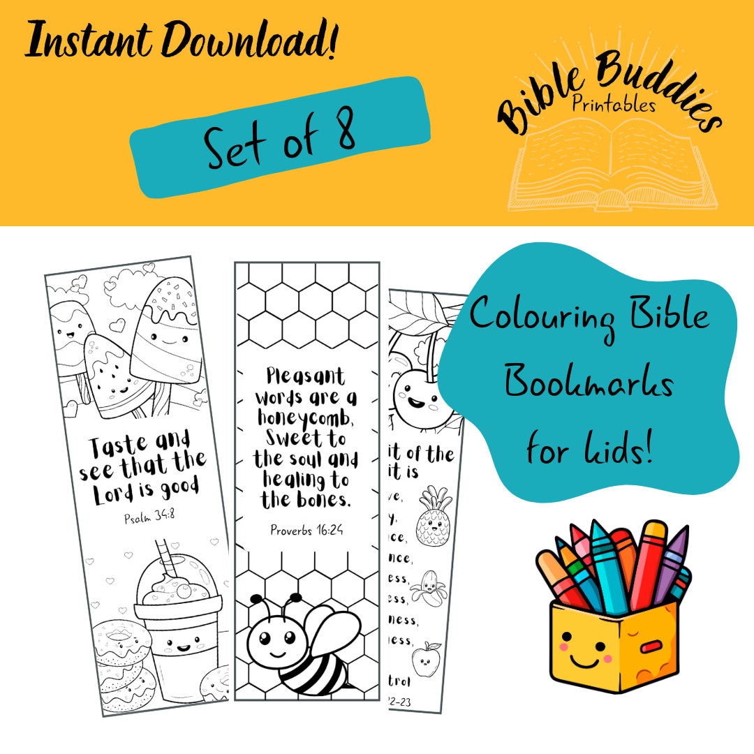 Bible Verse Coloring Bookmarks for Kids, Bible Verse Printable Activity ...
