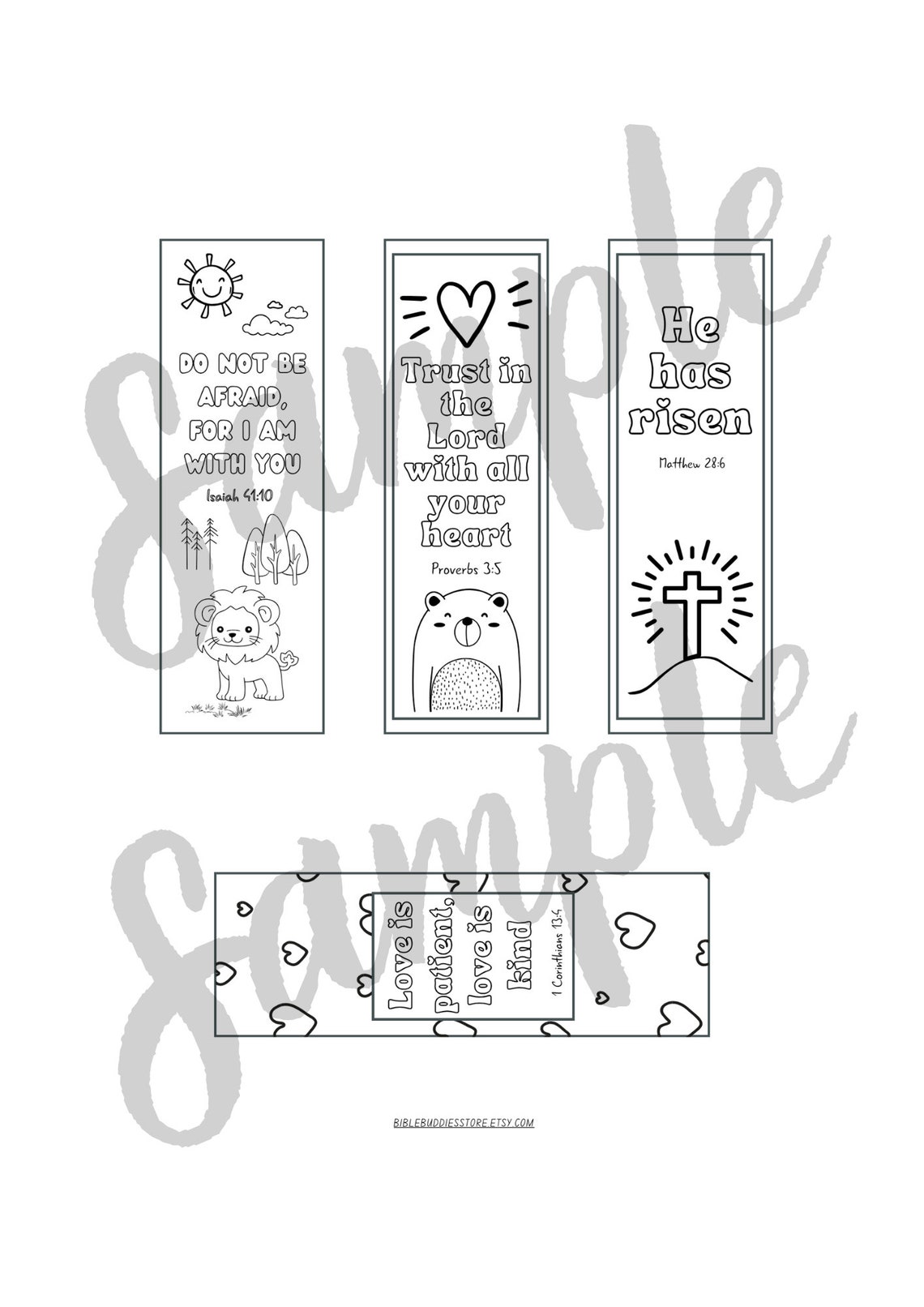 Bible Verse Coloring Bookmarks for Kids, Bible Verse Printable Activity ...