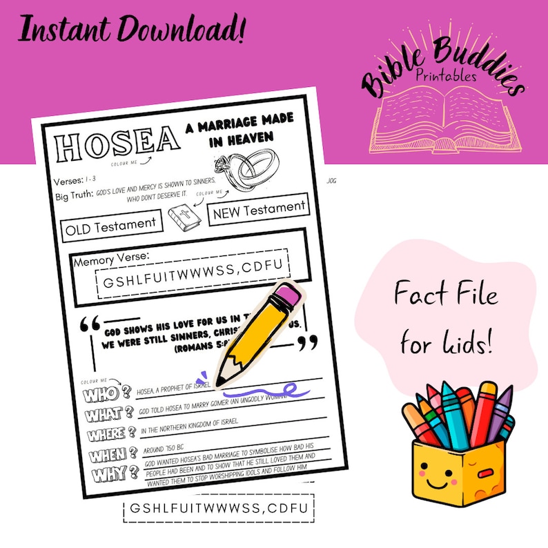 Hosea Bible Sunday School Printable Fact File Sheet - Etsy