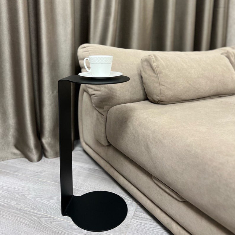 Round Coffee Table. Small Black Metal Table. Modern Side Coffee Table ...