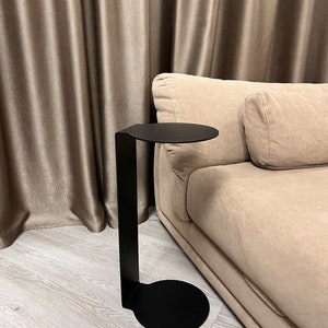 Round Coffee Table. Small Black Metal Table. Modern Side Coffee Table ...